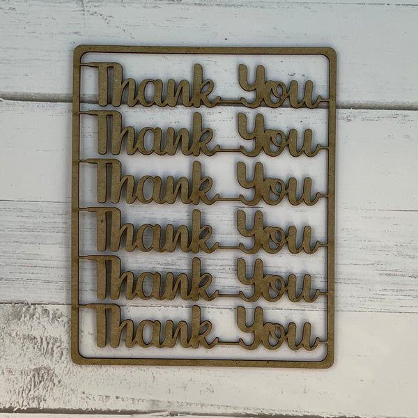 Thank You Laser Cut Words 6pk – Zippy Laser Designs