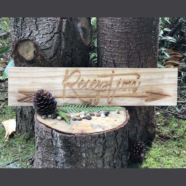 Reception Sign -Engraved Arrow – Zippy Laser Designs